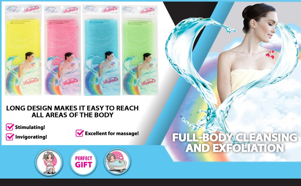 loyal Plus 4pcs Beauty Skin Bath Wash Towel Long Exfoliating Nylon Bat